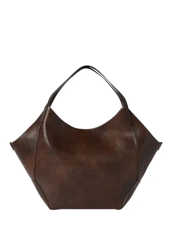 Brunello Cucinelli Reversible Calfskin Bc Duo Tote Bag - Brown