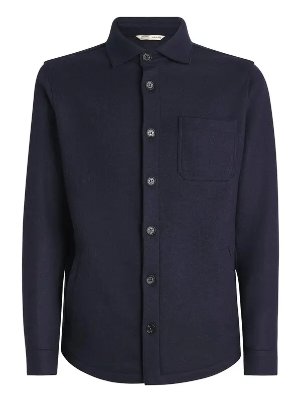 MAURIZIO BALDASSARI Virgin Wool-blend Overshirt - Navy