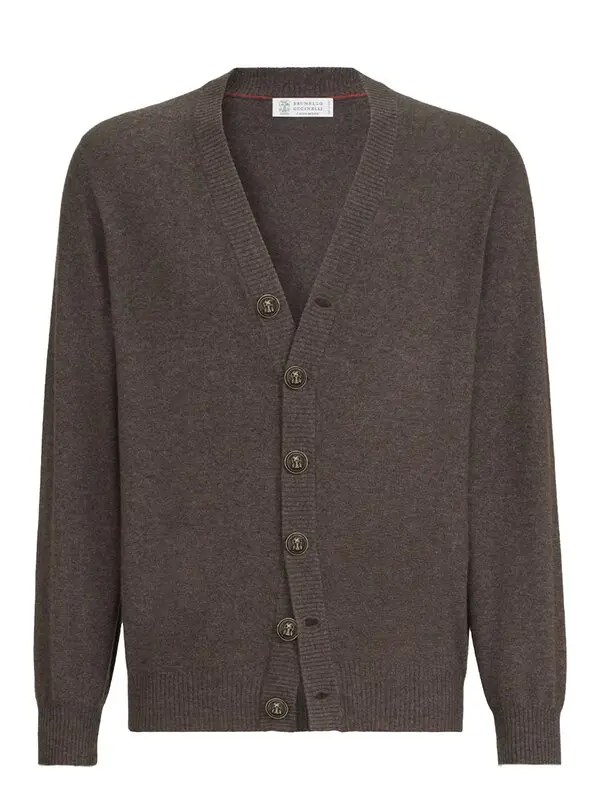 Brunello Cucinelli Cashmere V-neck Cardigan - Brown