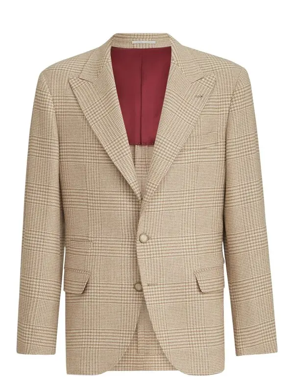 Brunello Cucinelli Wool-cashmere-blend Check Blazer - Beige