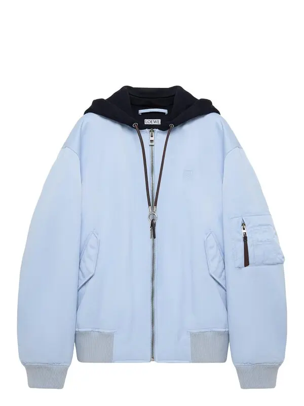 Loewe Anagram Hooded Bomber Jacket - Blue