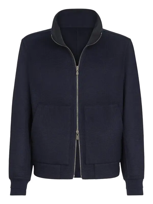 Brunello Cucinelli Cashmere Reversible Check Jacket - Blue
