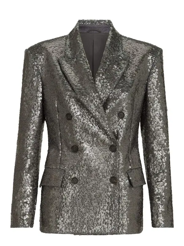 Brunello Cucinelli Virgin Wool Sequin Blazer - Grey