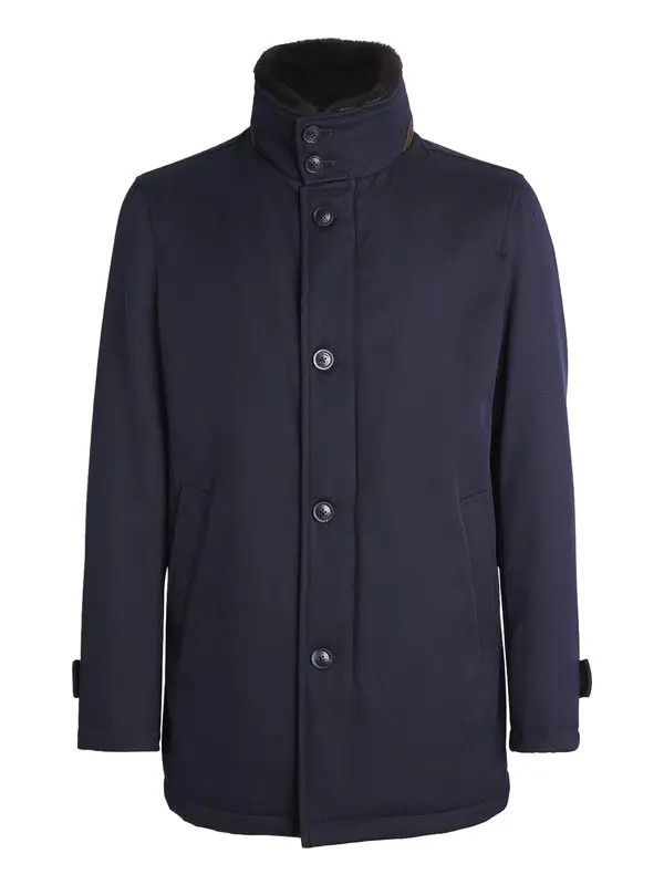 Herno Virgin Wool Padded Overcoat - Navy