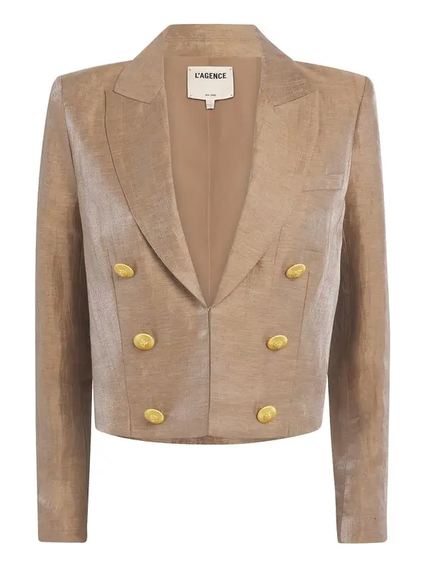 L'Agence Linen-blend Inez Blazer - Brown