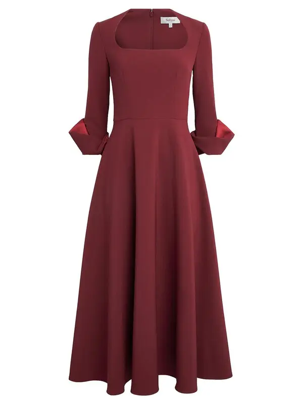 Safiyaa Crepe A-line Midi Dress - Red