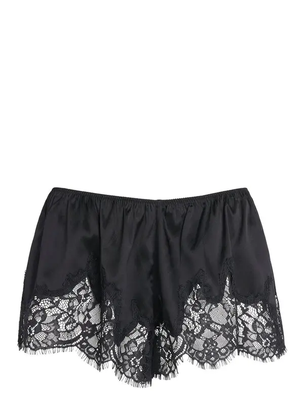 SKIMS Stretch-silk Lace-trim Shorts - Black