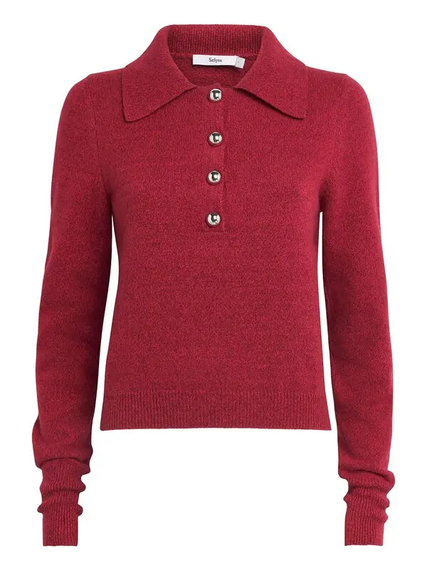Safiyaa Wool-cashmere Polo Sweater - Red