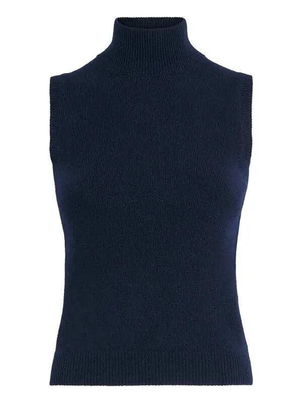 Safiyaa Wool-cashmere Sleeveless High-neck Sweater - Navy