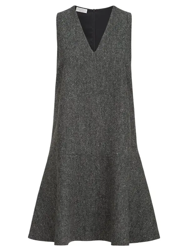 Brunello Cucinelli Virgin Wool Mini Dress - Black