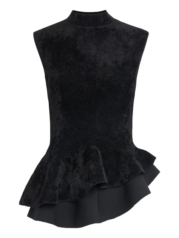 Roland Mouret Asymmetric Peplum Top - Black