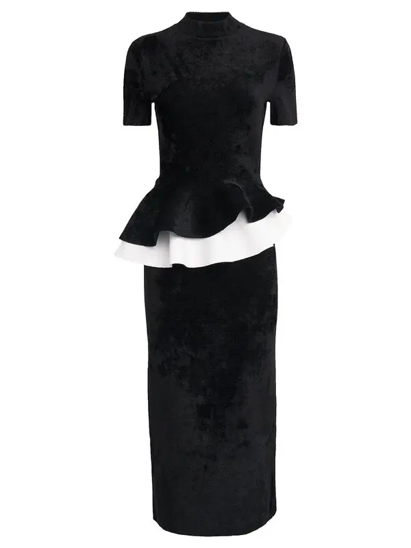 Roland Mouret Asymmetric Peplum Midi Dress - Black