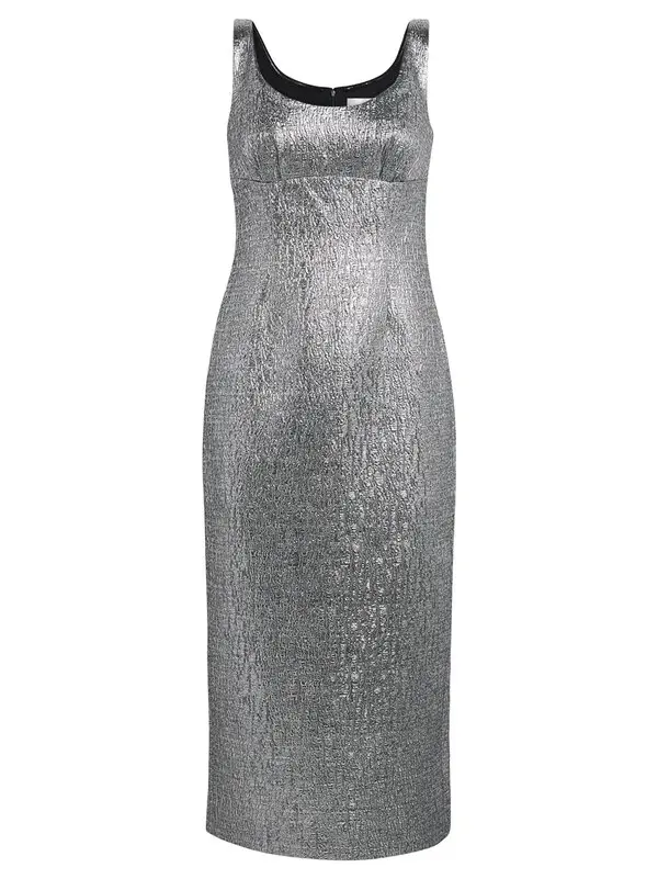 Roland Mouret Metallic Jacquard Midi Dress - Silver