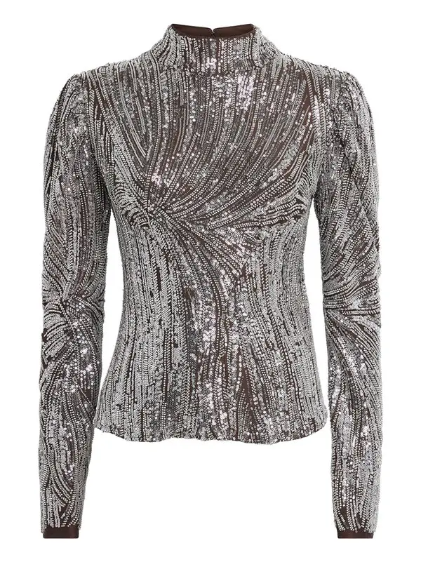 Rabanne Sequin-embellished High-neck Top - Brown