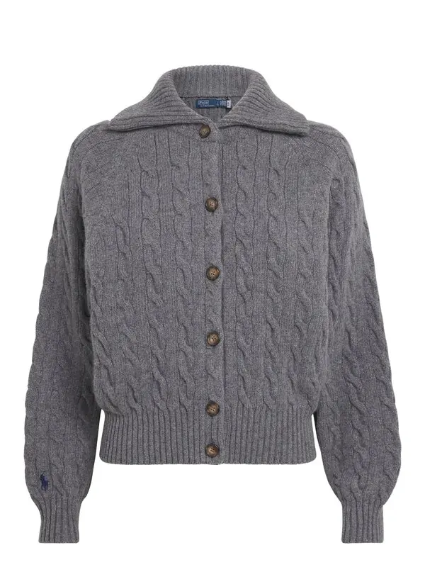 Polo Ralph Lauren Wool-cashmere Cable-knit Cardigan - Grey