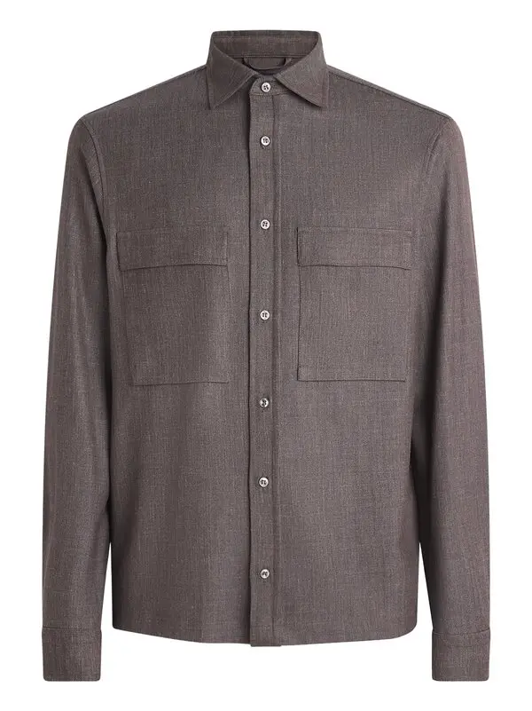 Paul & Shark Wool-silk-linen-blend Overshirt - Grey