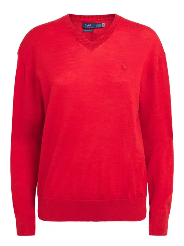 Polo Ralph Lauren Wool V-neck Sweater - Red