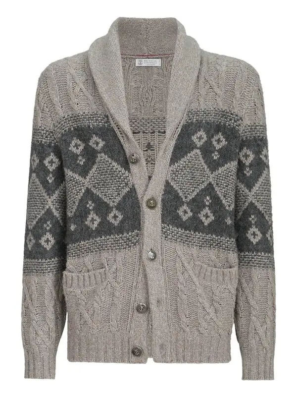 Brunello Cucinelli Virgin Wool-silk-cashmere Cardigan - Grey