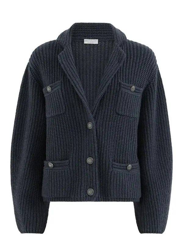 Brunello Cucinelli Cashmere Rib-knit Cardigan - Blue