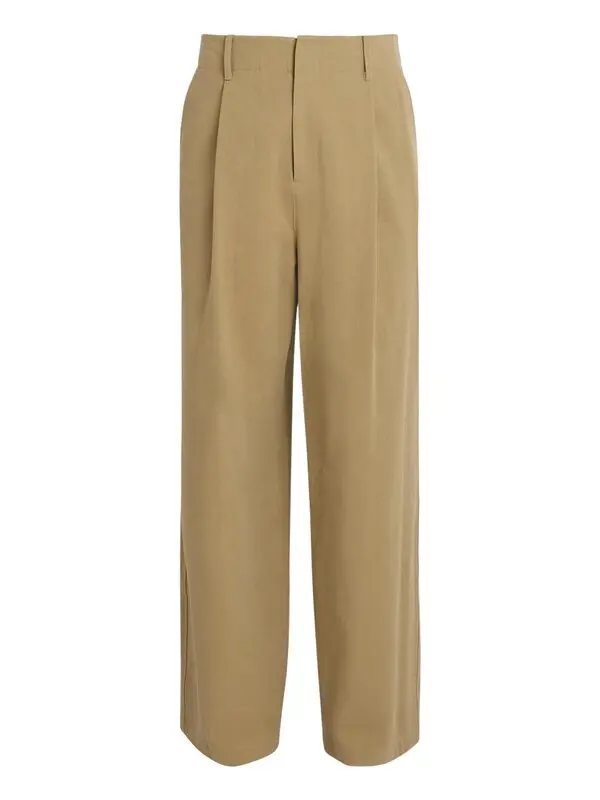 LE17SEPTEMBRE Cotton Twill Pleated Trousers - Beige