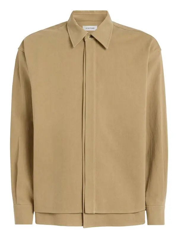 LE17SEPTEMBRE Cotton Double-layer Overshirt - Beige