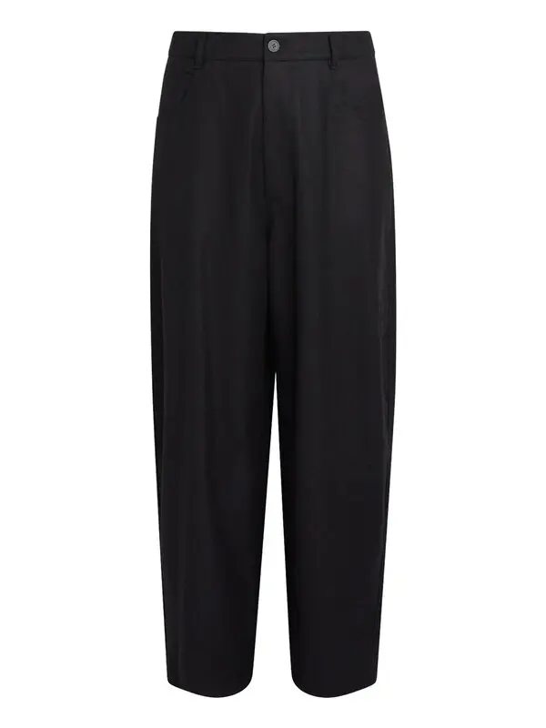 LE17SEPTEMBRE Wool Barrel-leg Trousers - Black