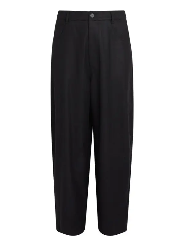 LE17SEPTEMBRE Wool Barrel-leg Trousers - Black