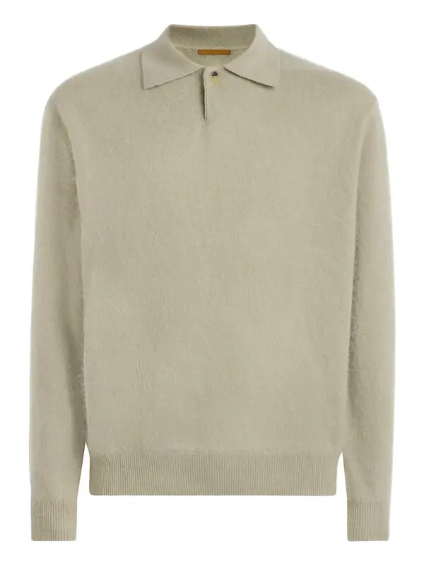LE17SEPTEMBRE Wool-cashmere Brushed Polo Sweater - Green