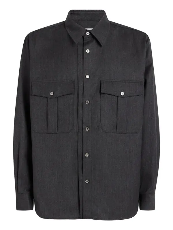 LE17SEPTEMBRE Wool-blend Two-pocket Overshirt - Grey
