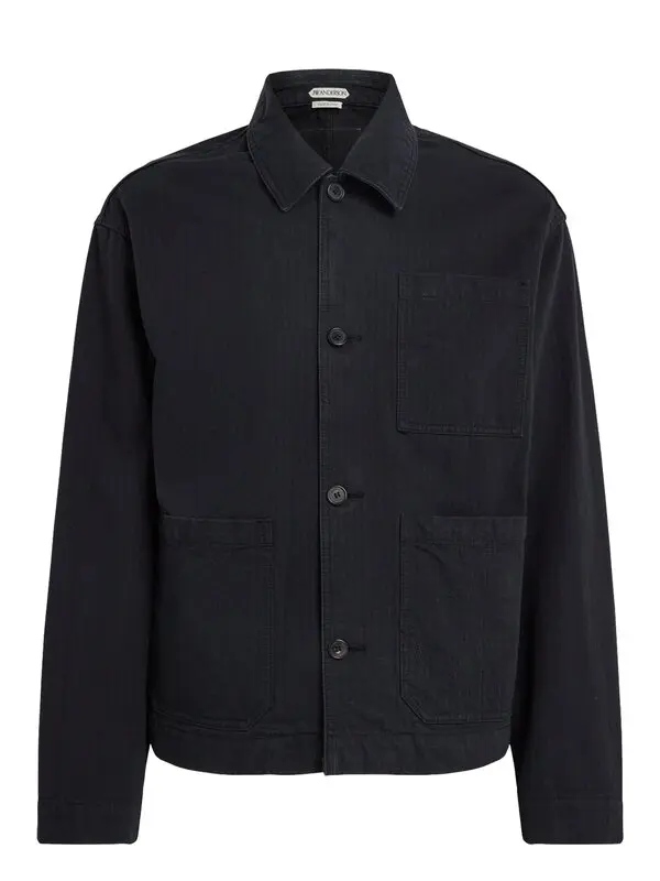 JW Anderson Oversized Cotton Herringbone Shirt - Black