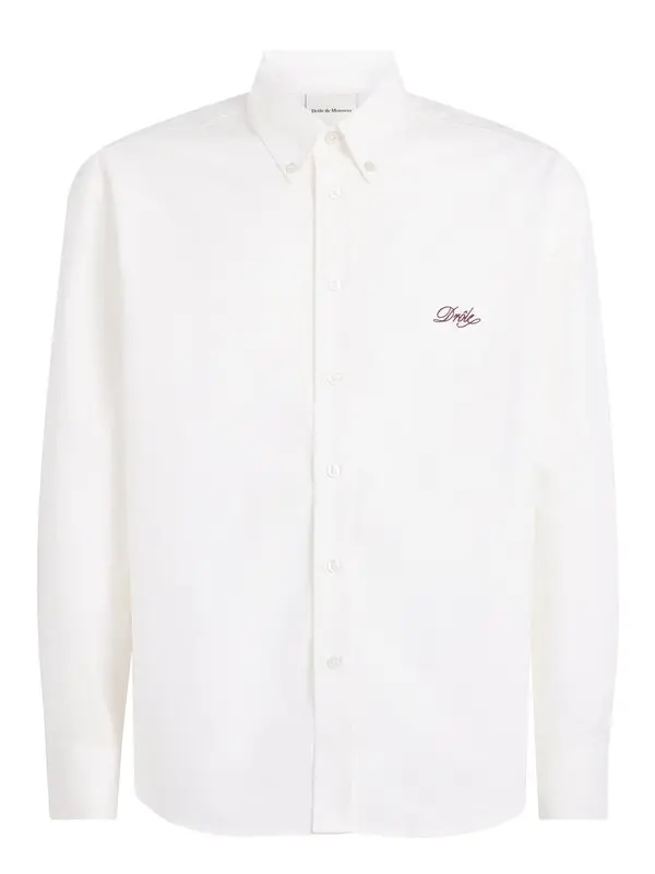 Drole De Monsieur Cotton Embroidered Logo Shirt - White