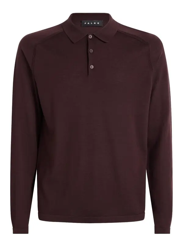 Falke Ultrafine Merino Wool Polo Shirt - Brown