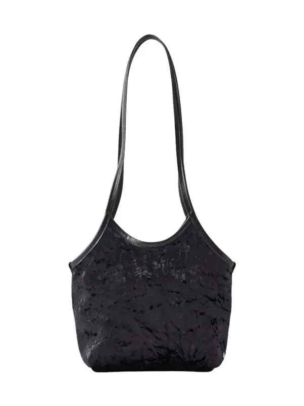 VALESQUE Cami Leather-trimmed Velvet Shoulder Bag - Black