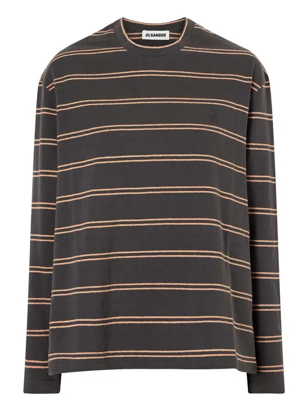JIL SANDER Striped Cotton Shirt - Brown