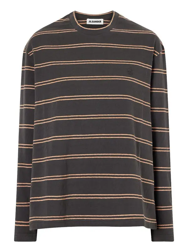 JIL SANDER Striped Cotton Shirt - Brown