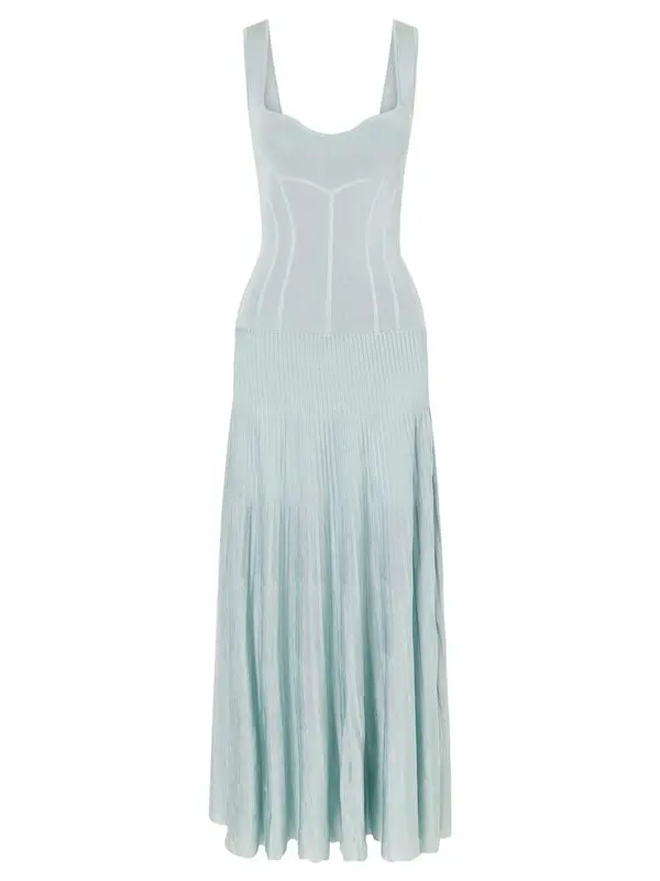 Galvan Aurelia Ribbed Woven Gown - Blue