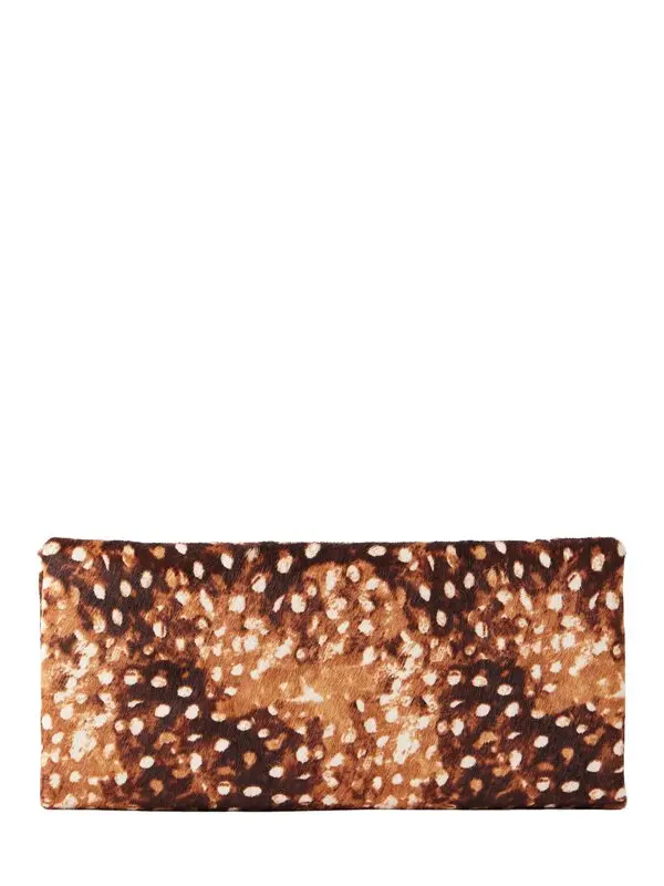 Staud Muse Animal-print Calf Hair Clutch - Brown