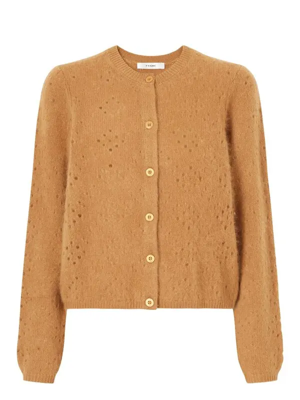FRAME Cashmere Airy Teddy Wool And Cashmere-blend Cardigan - Brown