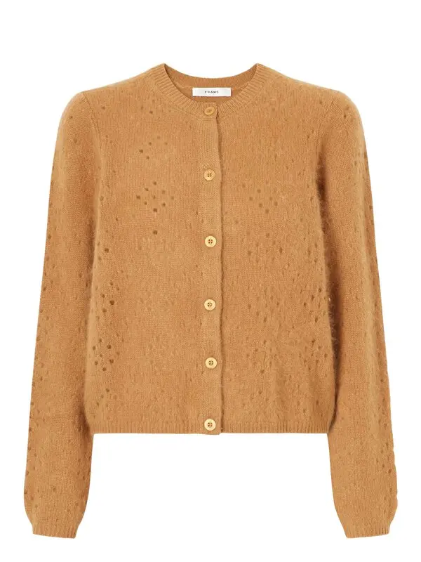 FRAME The Cashmere Airy Teddy Cardigen Wool And Cashmere-blend Cardigan - Camel