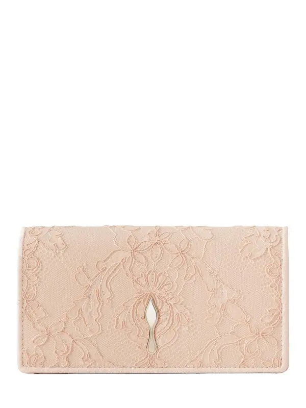 CHRISTIAN LOUBOUTIN Bettina Lace-trimmed Satin Clutch - Neutrals