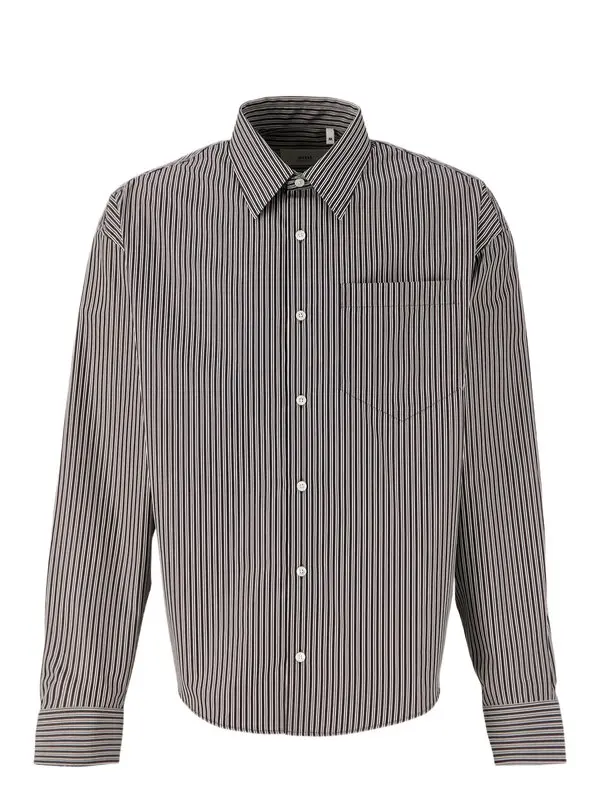 AMI Paris Poplin Striped Button-up Shirt - Gray