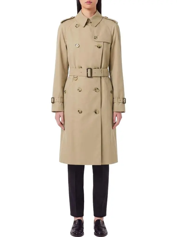 Burberry Double-breasted Cotton Trench Coat With Belt And Epaulettes - Beige