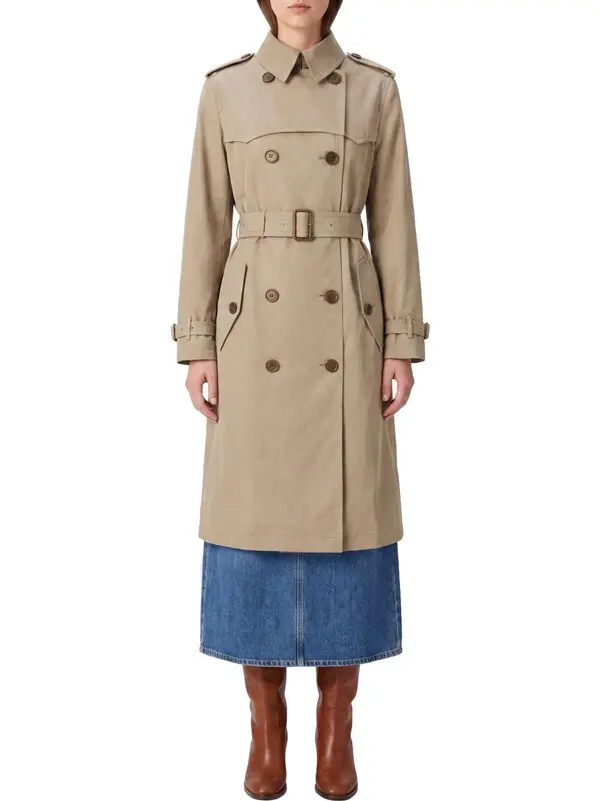 Burberry Double-breasted Cotton Trench Coat With Silk Lining And Waist Belt - Beige