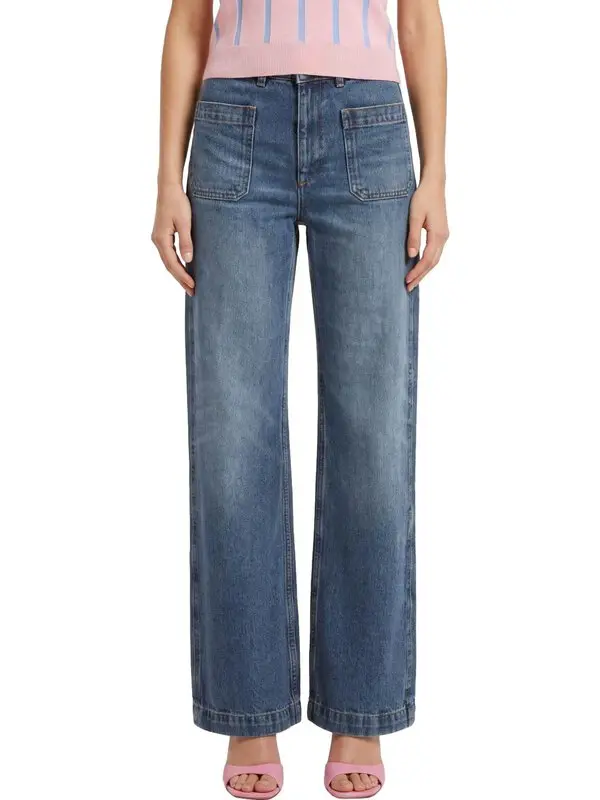 A.p.c. Victoria High-waisted Wide-leg Cotton Denim Jeans - Indigo
