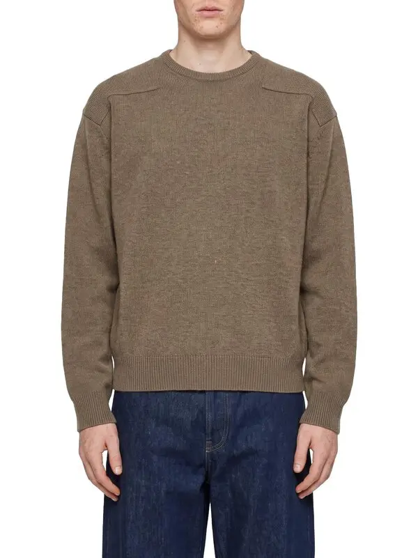 JIL SANDER Wool-blend Crewneck Jumper With Dropped Shoulders - Brown