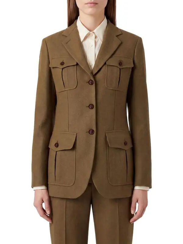 Max Mara Single-breasted Wool Utility Blazer With Patch Pockets - Camel