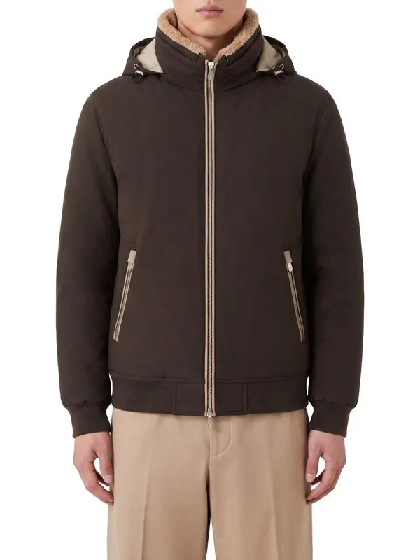 Brunello Cucinelli Stretch Nylon Down Jacket With Detachable Hood - Dark