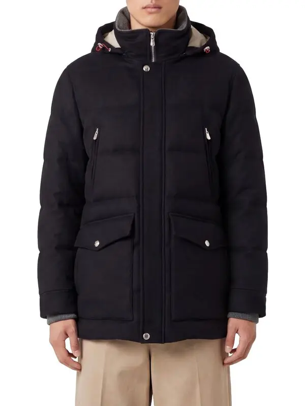 Brunello Cucinelli Padded Wool Parka With Detachable Hood - Black