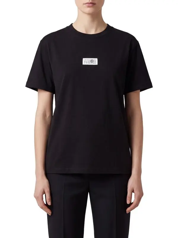 MAISON MARGIELA Crewneck Cotton T-shirt With Numeric Logo Print - Black