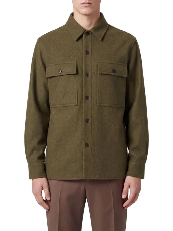 JIL SANDER Virgin Wool Shirt Jacket With Flap Patch Pockets - Grey